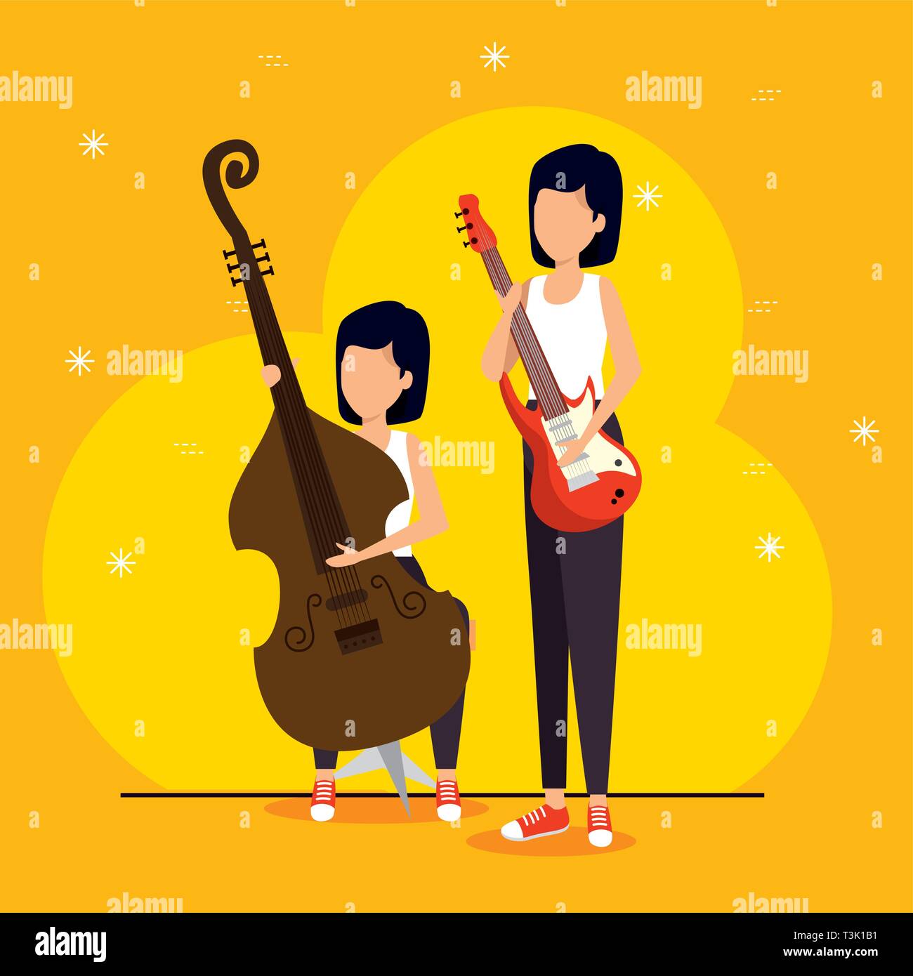 women play instruments to jazz festival Stock Vector Image & Art - Alamy