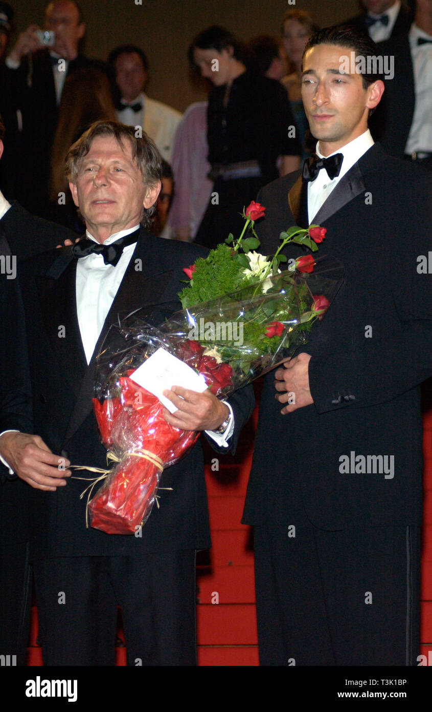 CANNES, FRANCE. May 24, 2002: Director ROMAN POLANSKI (left) & actor ...