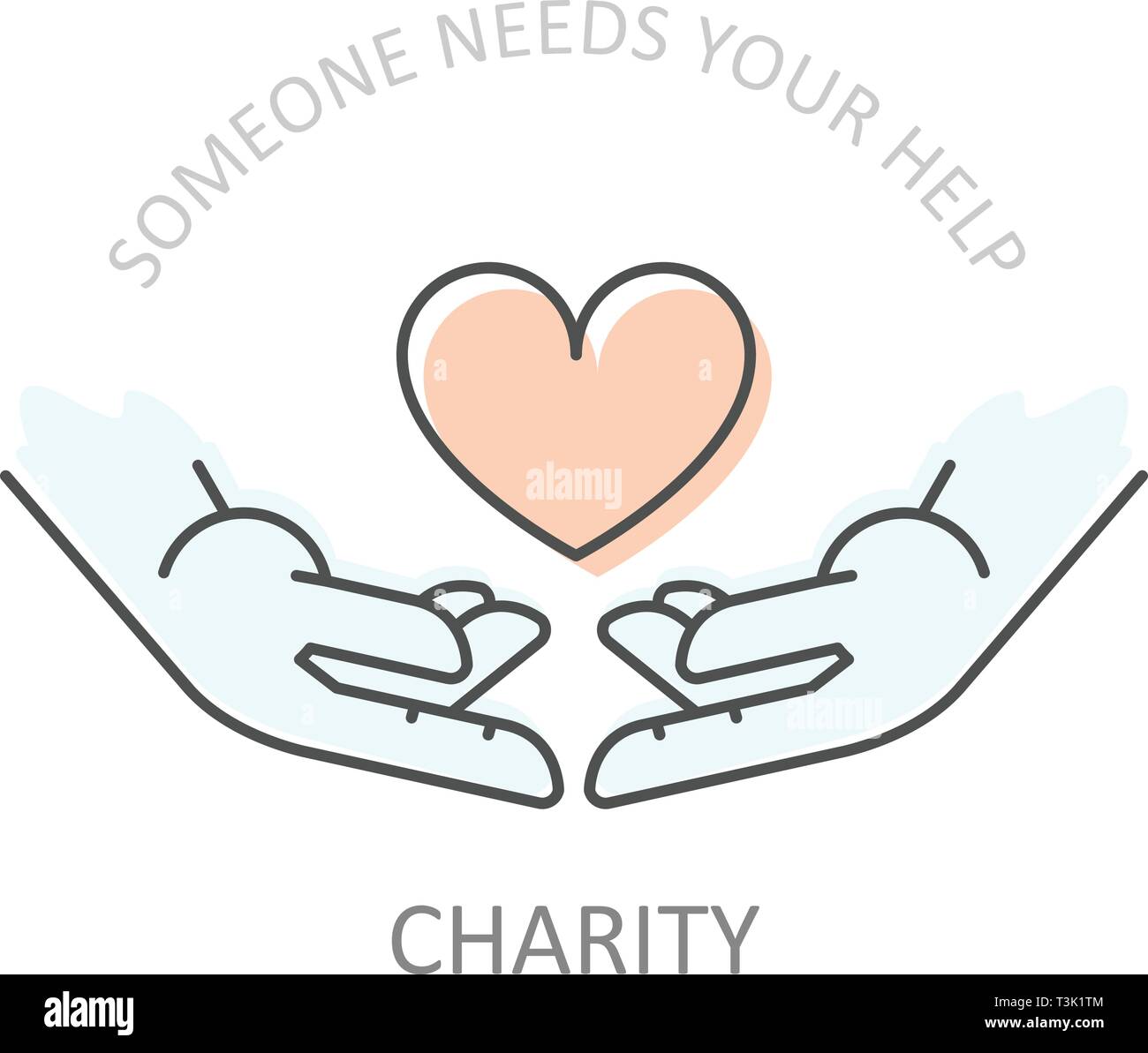 Hands holding heart - charity or philanthropy poster, donation help ...
