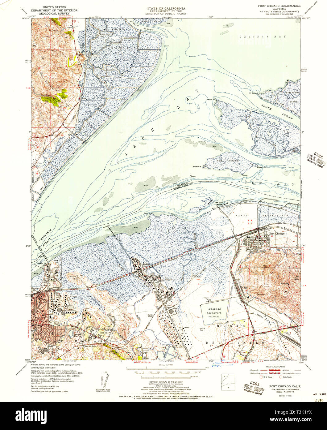 USGS TOPO Map California CA Port Chicago 294326 1951 24000 Restoration ...