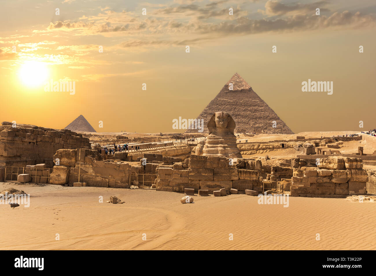 The Giza Pyramid Complex, view on the Great Sphinx, Egypt Stock Photo ...