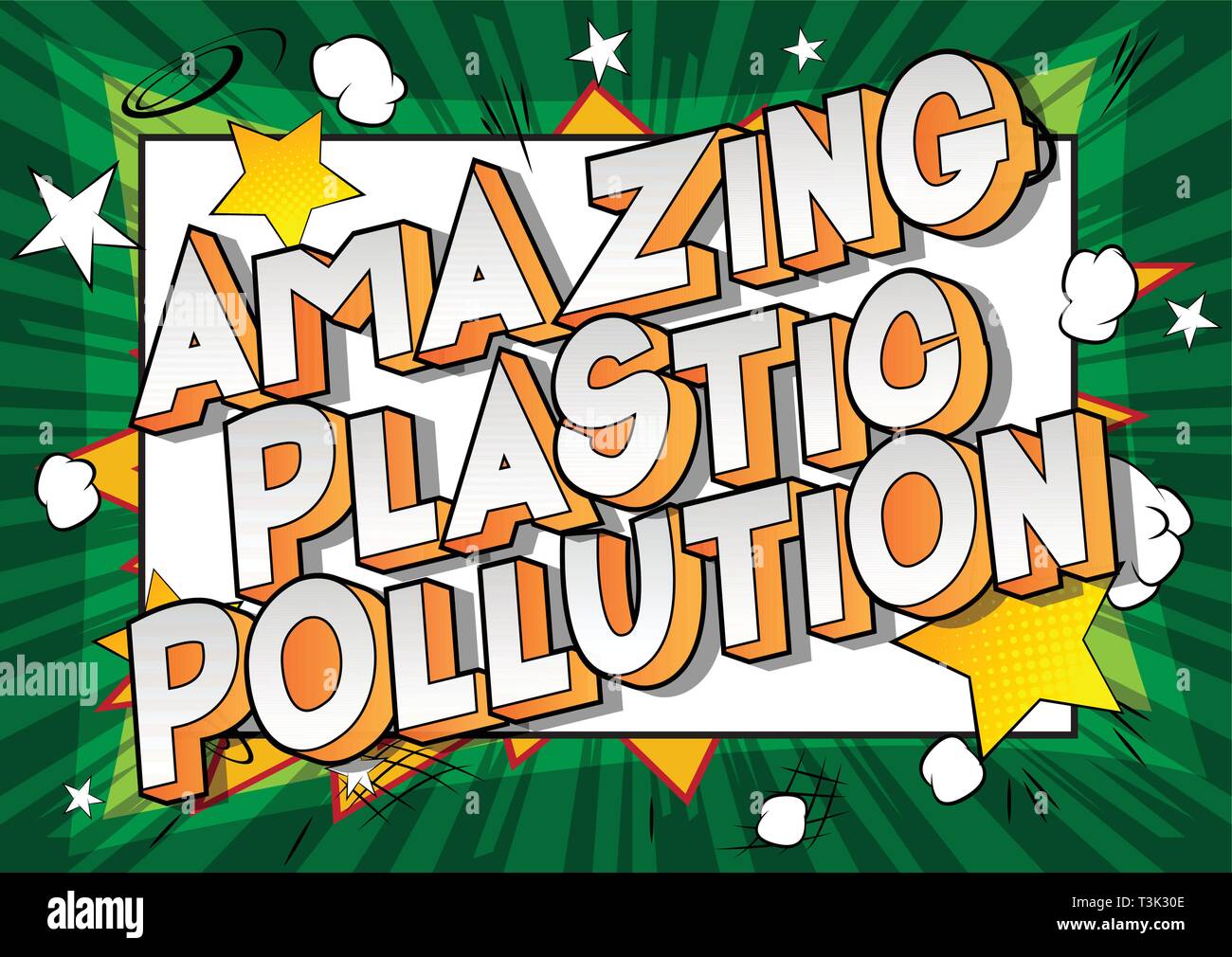 Amazing Plastic Pollution - Vector illustrated comic book style phrase ...