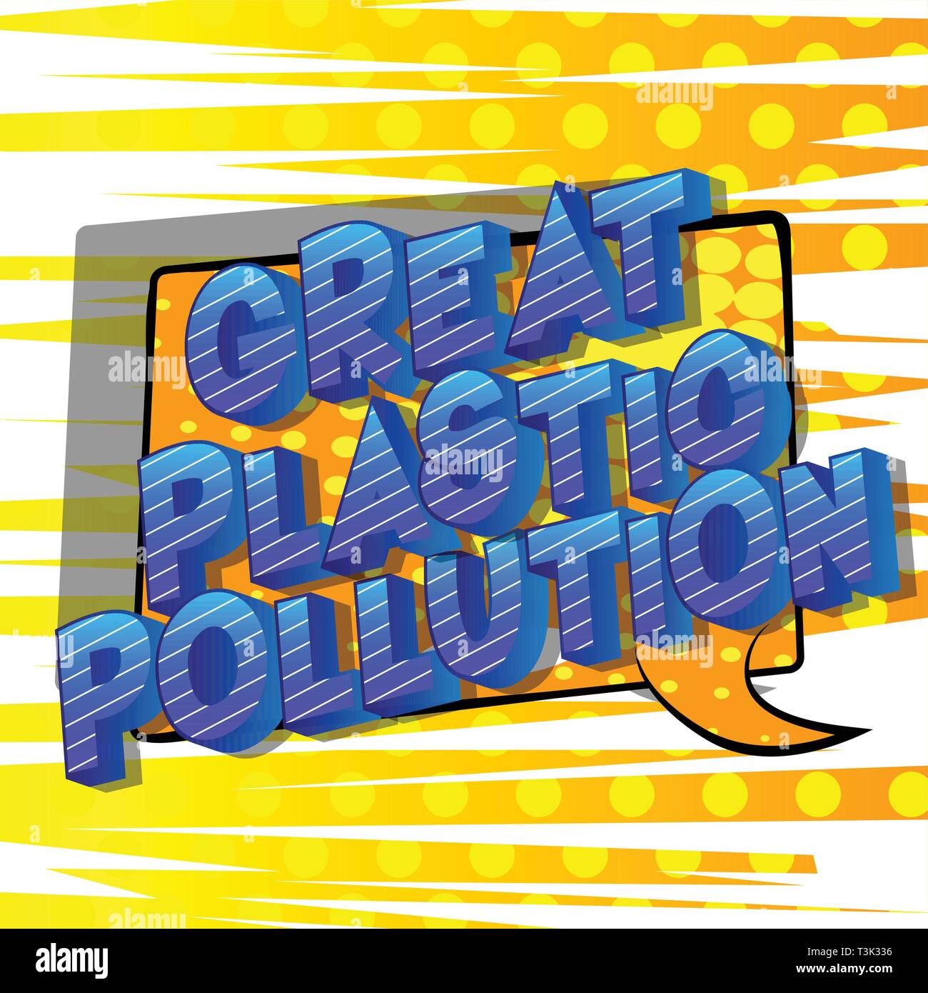 Great Plastic Pollution - Vector illustrated comic book style phrase on ...