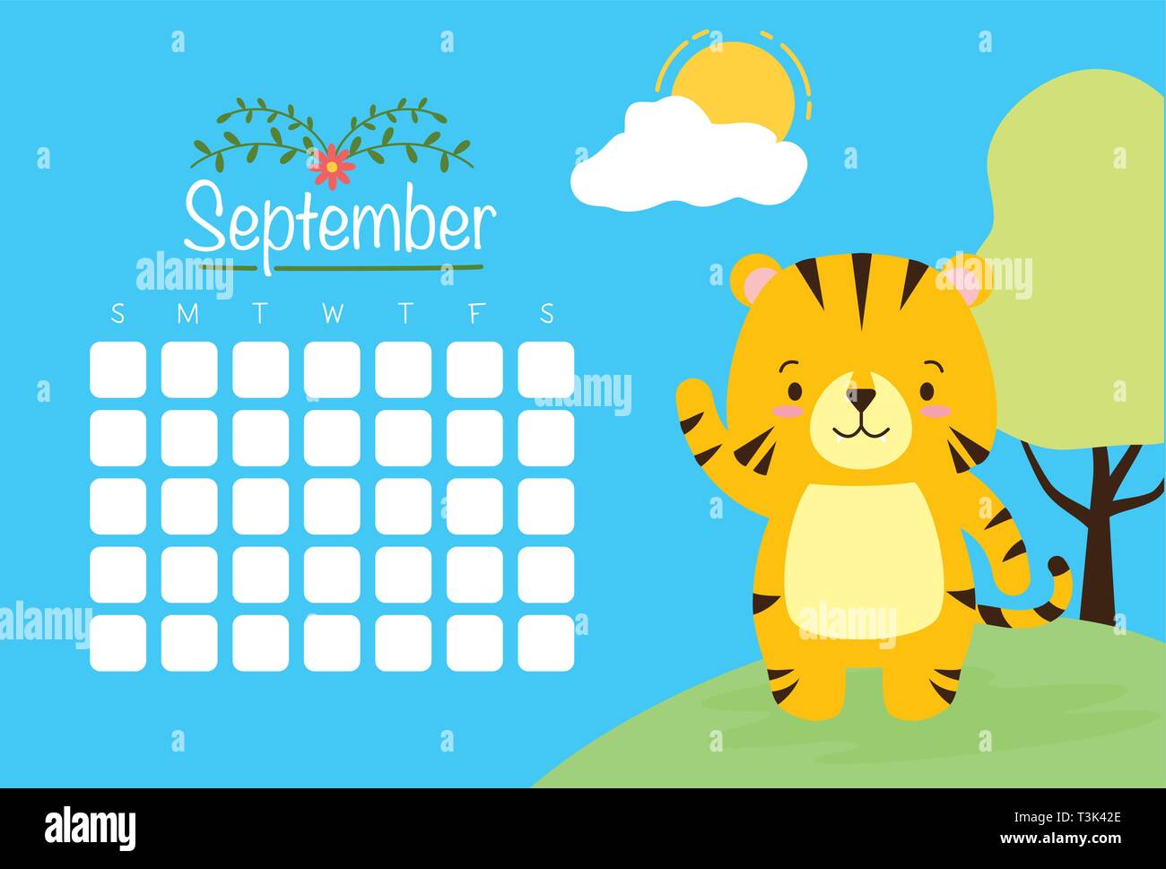 cute animals calendar Stock Vector Image & Art - Alamy