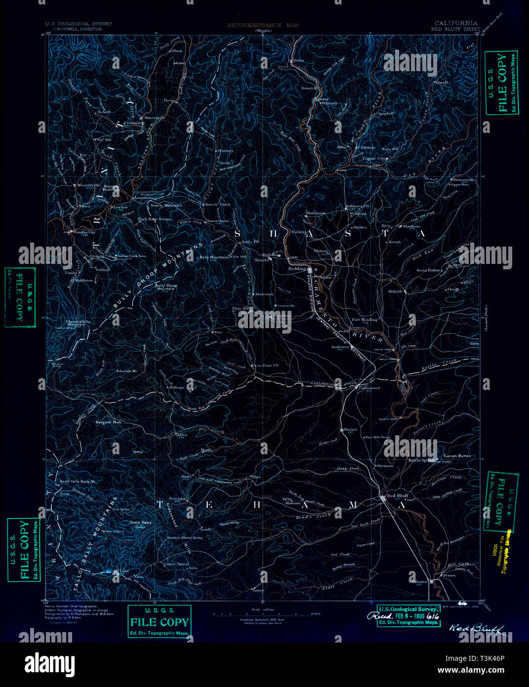 USGS TOPO Map California CA Red Bluff 299845 1894 250000 Inverted ...