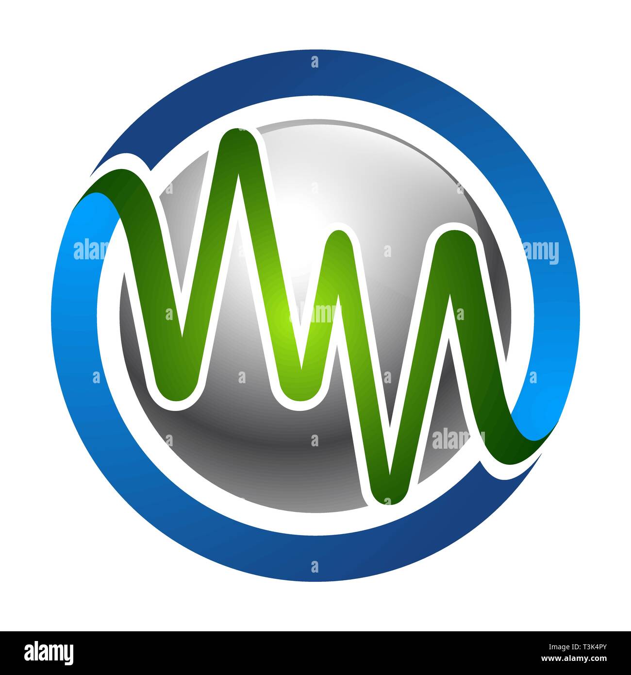 Circle letter WN or MN in heartbeat style concept design. Symbol graphic template element Stock ...