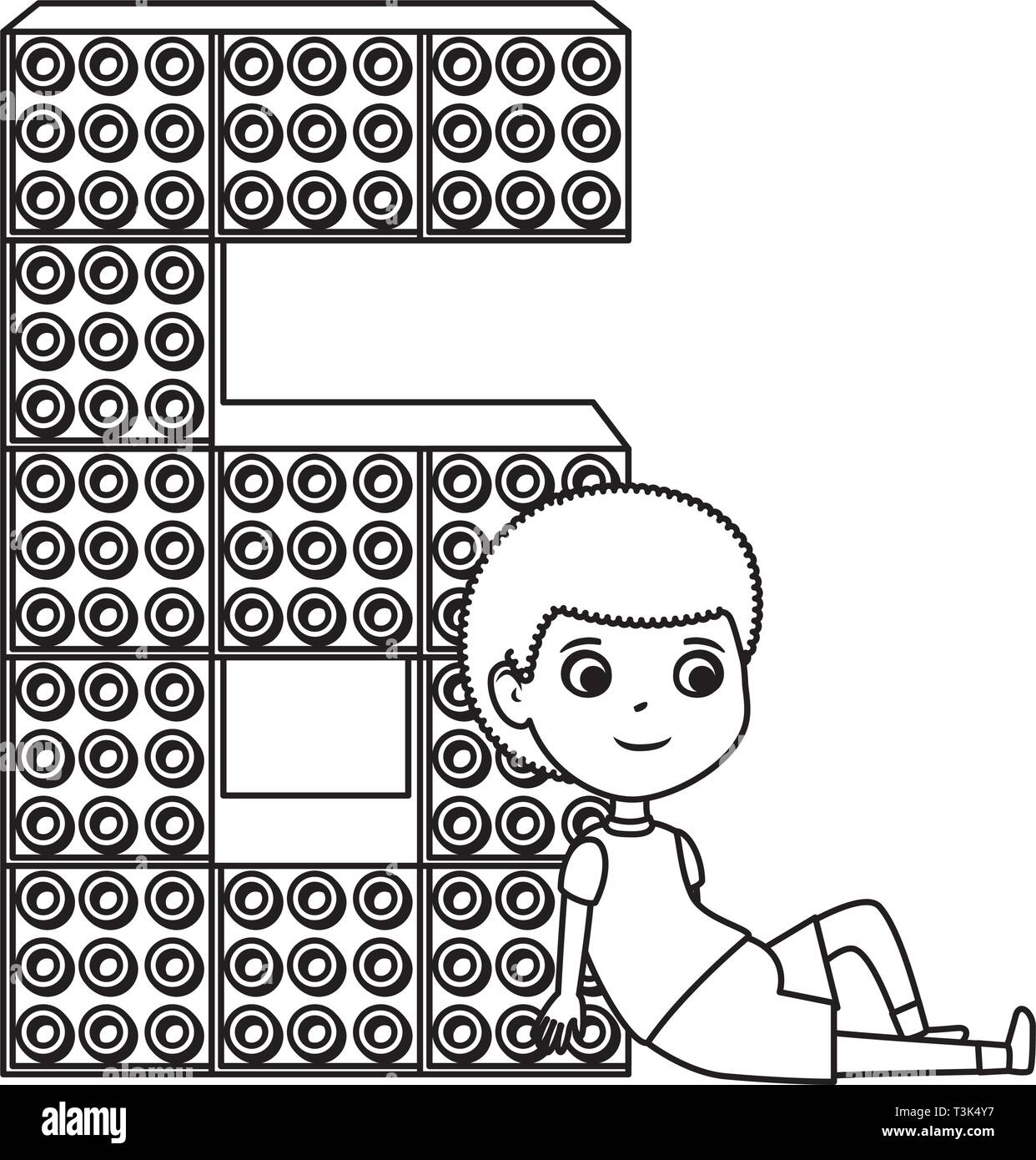 little boy with number six and toy pieces Stock Vector Image & Art - Alamy