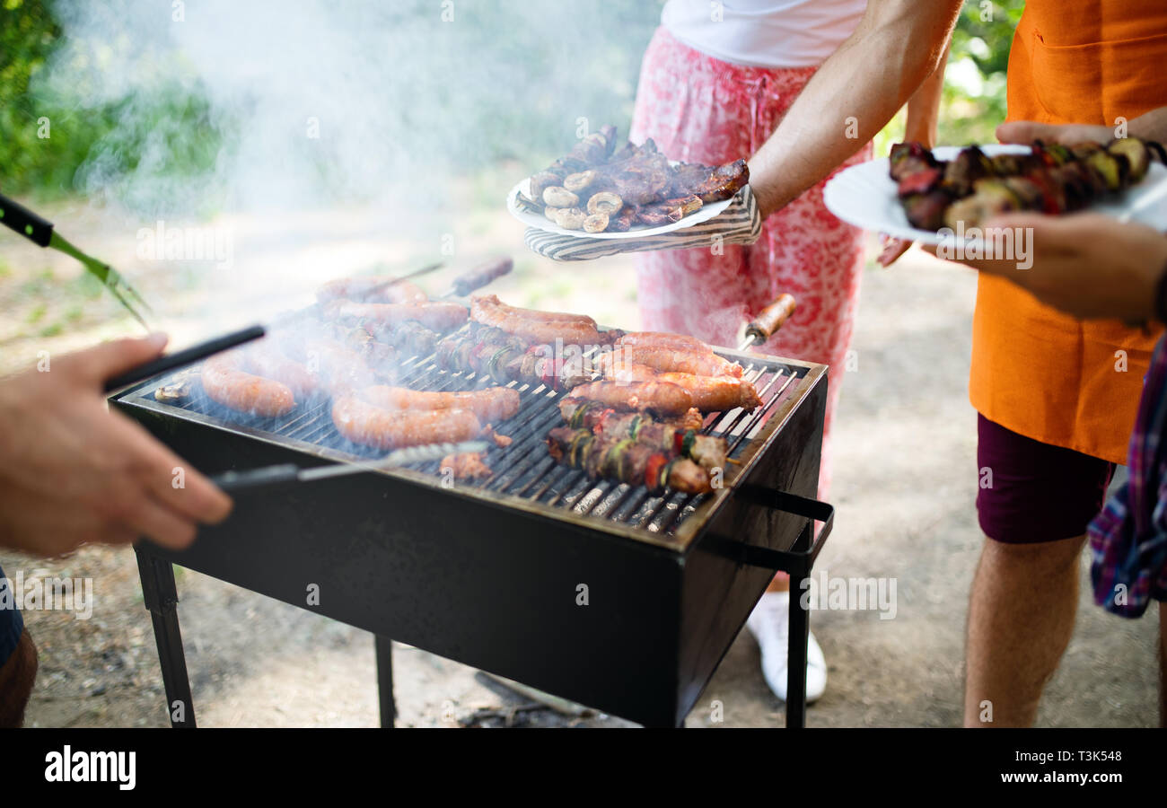 Assorted delicious grilled bbq meat on bbq grill hi-res stock ...