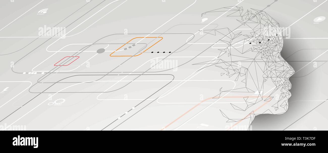 Conceptual technology illustration of artificial intelligence. Abstract ...