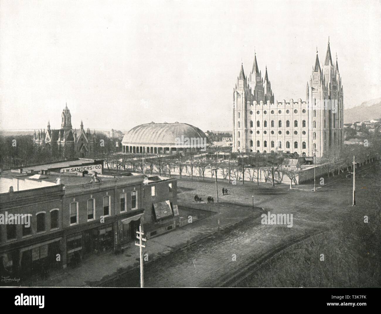 'The Assembly Hall, Tabernacle and Mormon Temple', Salt Lake City, USA ...