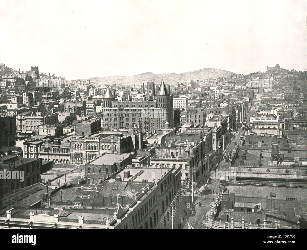 Bird's eye view from the tower of the Chronicle Building, San Francisco ...