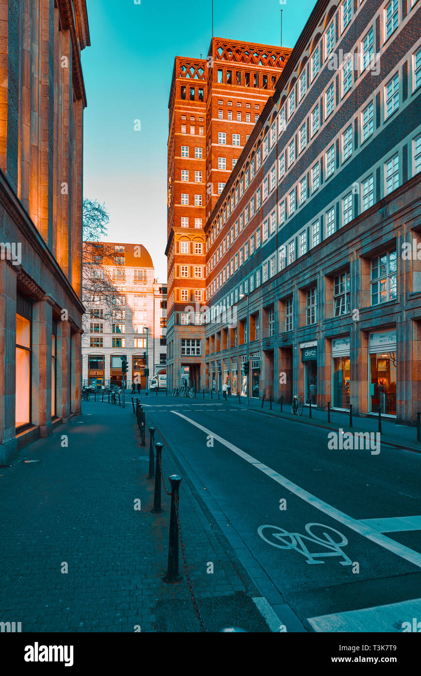 Duesseldorf, GERMANY - March 29, 2019: The sinking sun sheds its warm ...