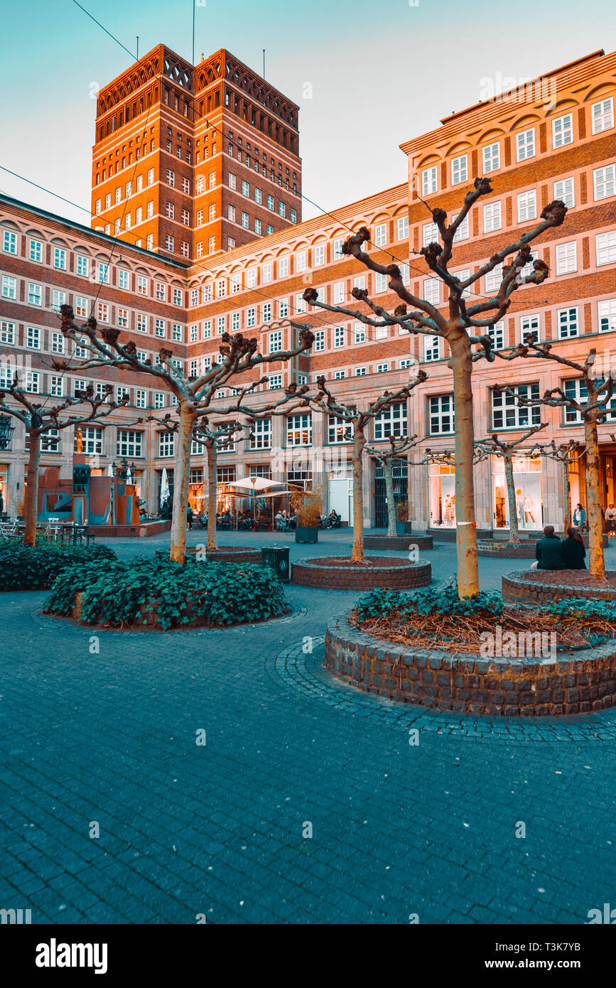 Duesseldorf, GERMANY - March 29, 2019: The sinking sun sheds its warm ...