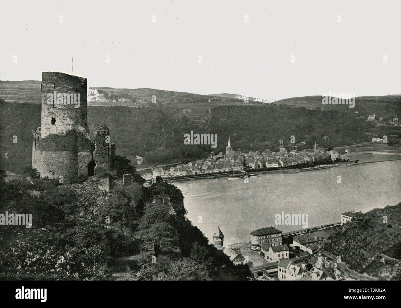 The Katz overlooking the Rhine, St Goarshausen, Germany, 1895. Creator ...