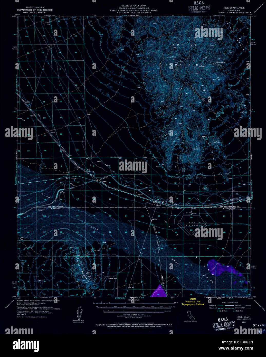 USGS TOPO Map California CA Rice 298763 1954 62500 Inverted Restoration ...