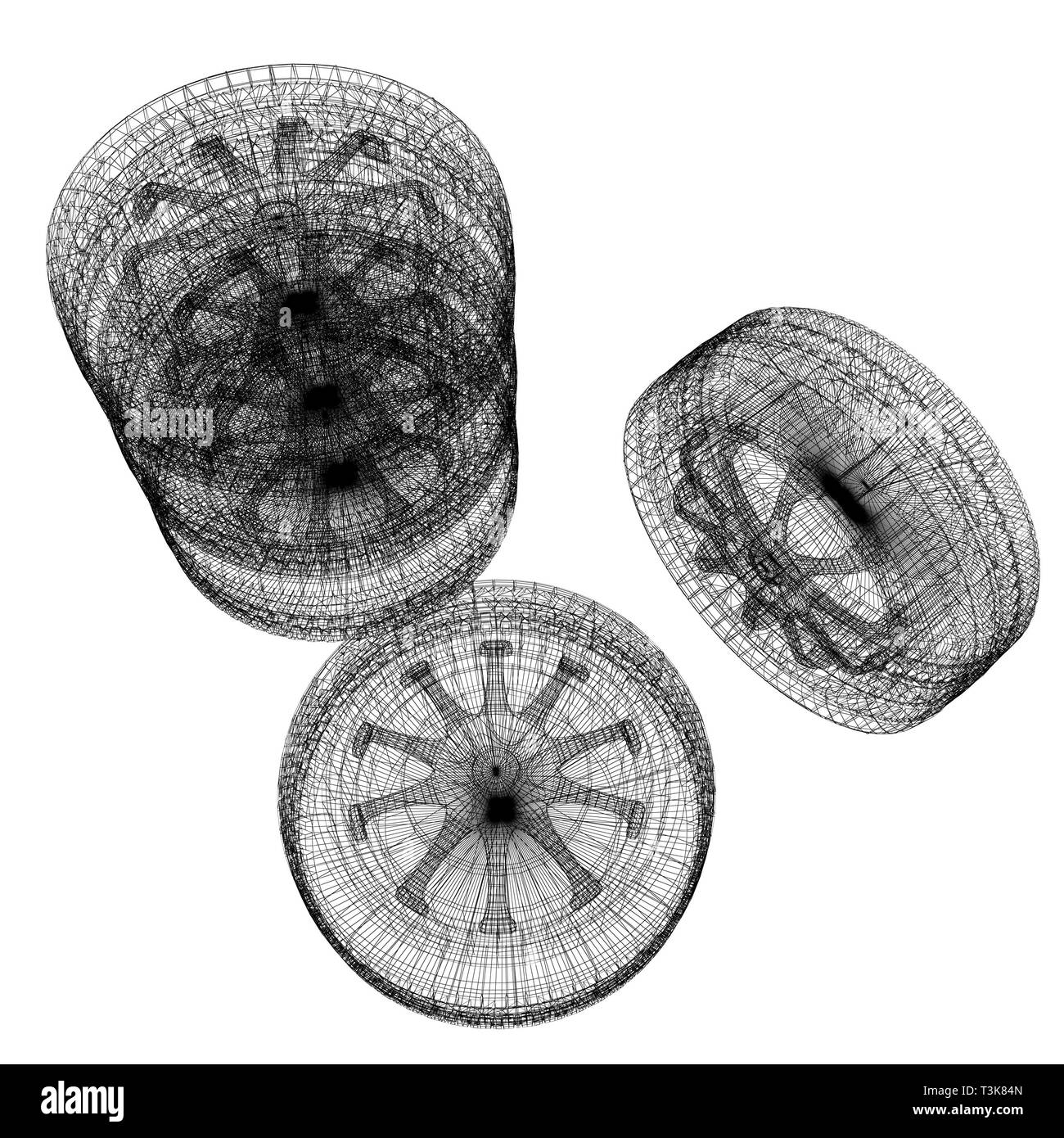 computer drawing of car wheel. Top view. 3d illustration Stock Photo ...