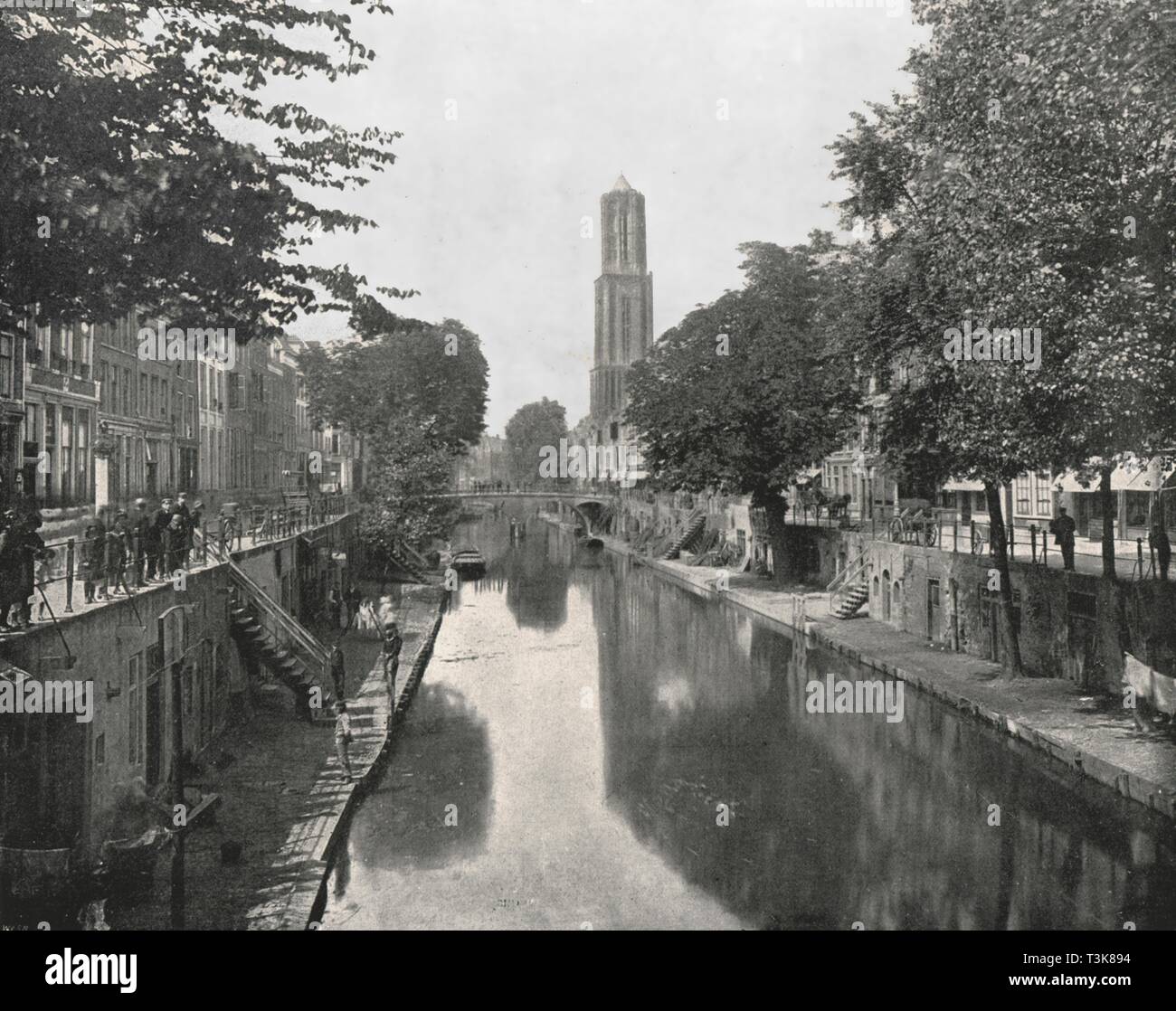 Old Canal and Dom Tower, Utrecht, Netherlands, 1895. Creator: Unknown ...