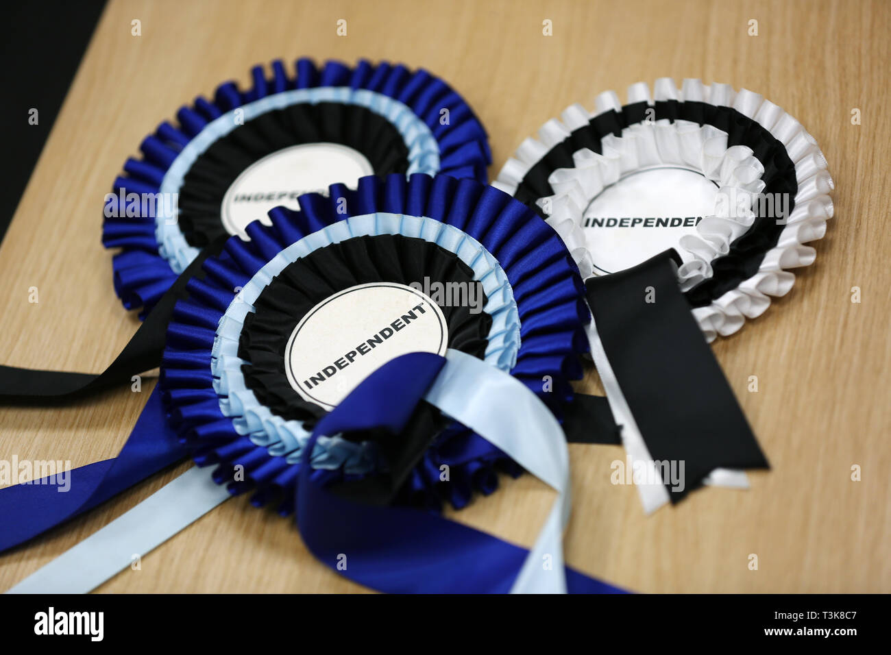 A selection of Independent candidate campaign rosettes pictured in ...