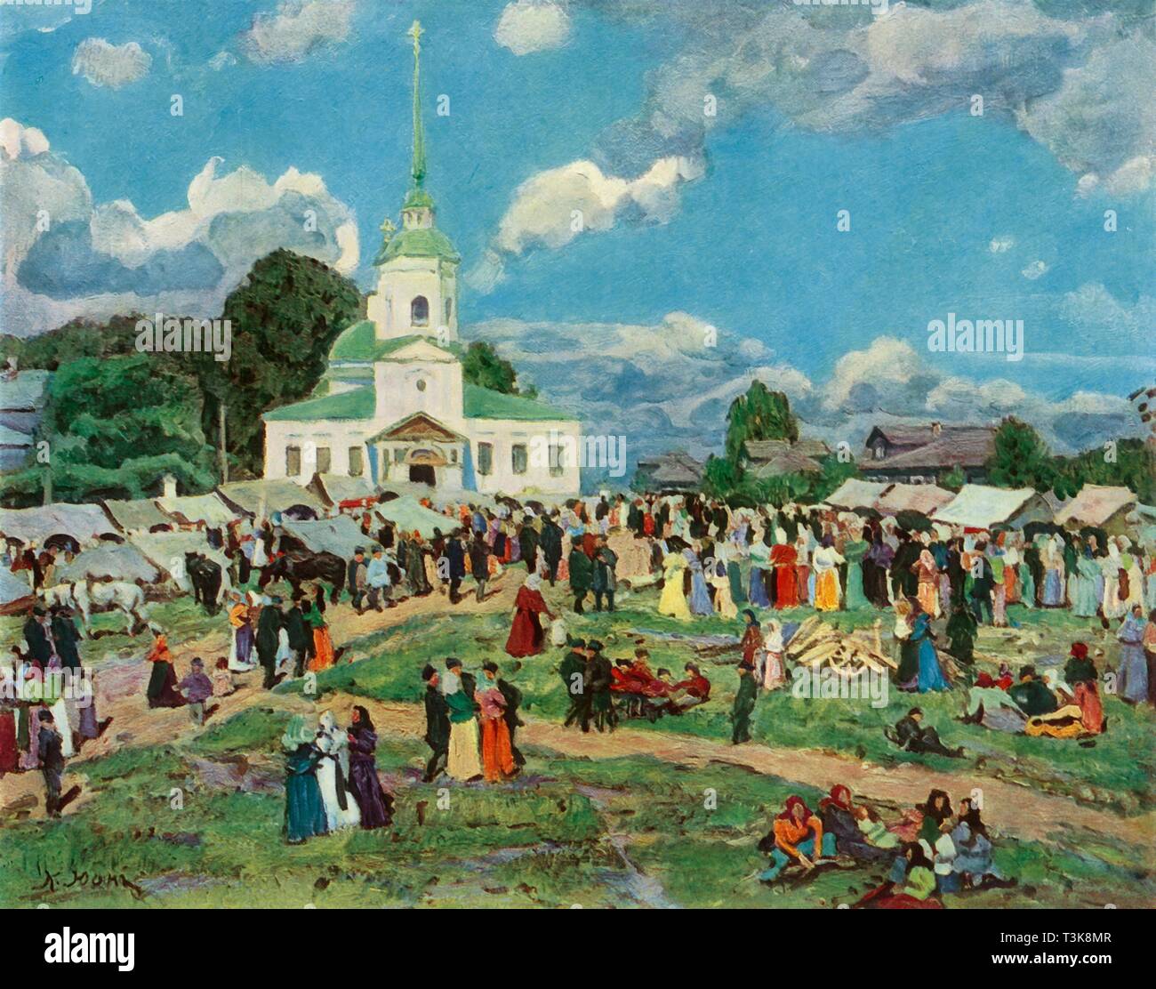 'A Village Holiday', 1910, (1965). Creator: Konstantin Yuon Stock Photo ...