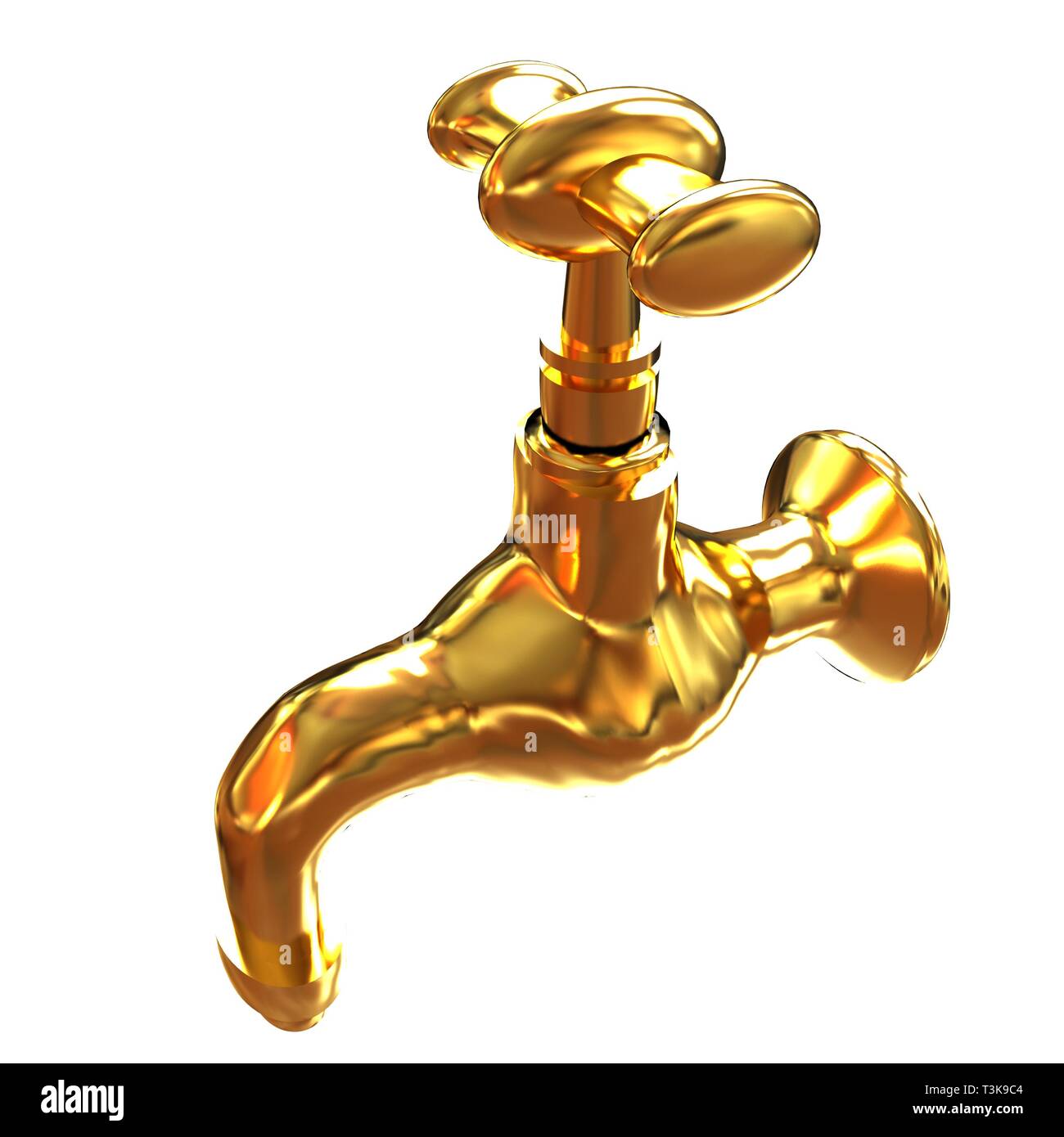 Gold water tap. 3d illustration Stock Photo - Alamy
