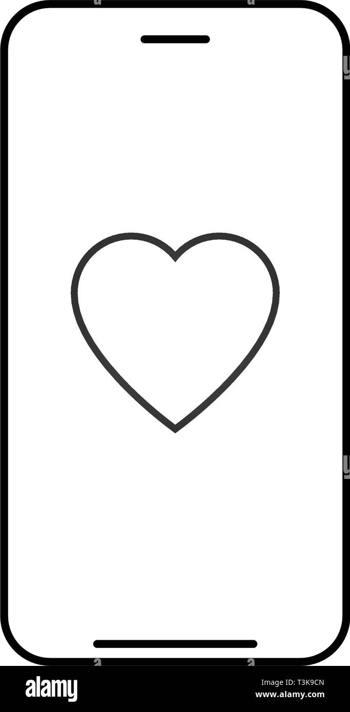 Smartphone with heart outline icon. linear style sign for mobile ...