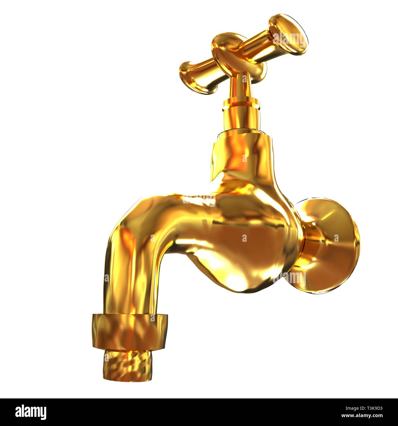 Gold water tap. 3d illustration Stock Photo - Alamy