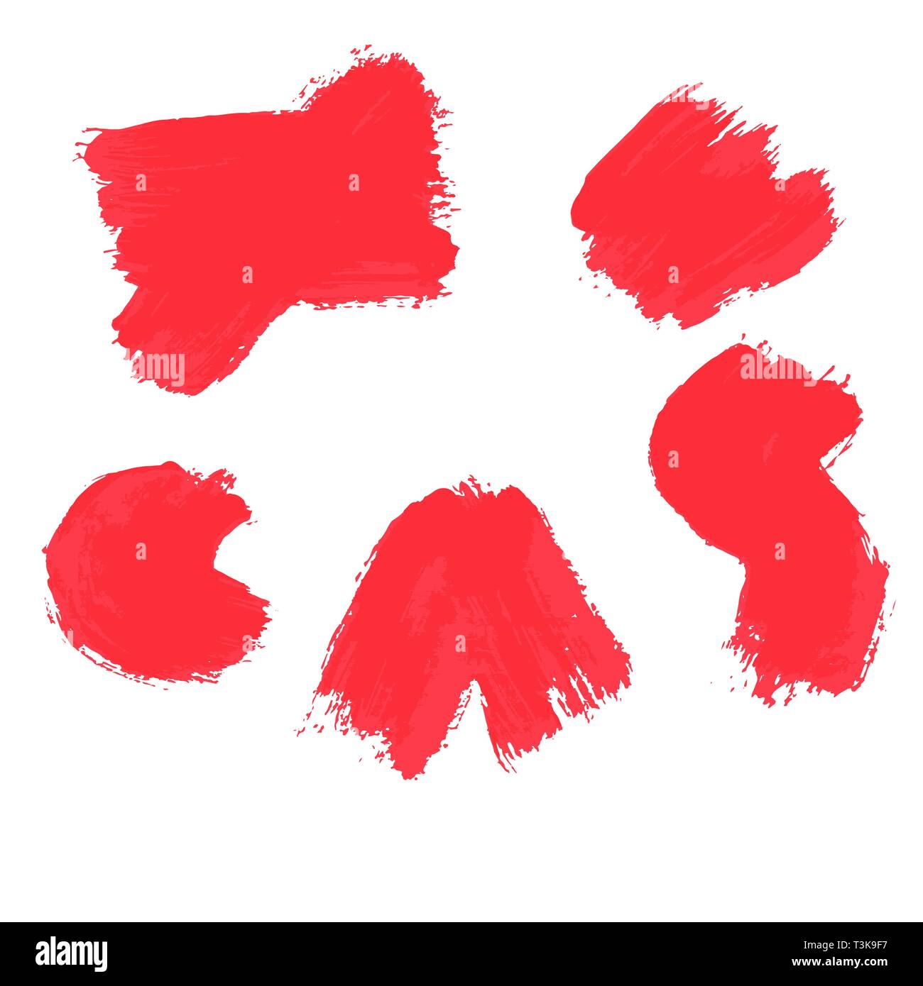 Smears of red paint on a white background for design and decoration ...