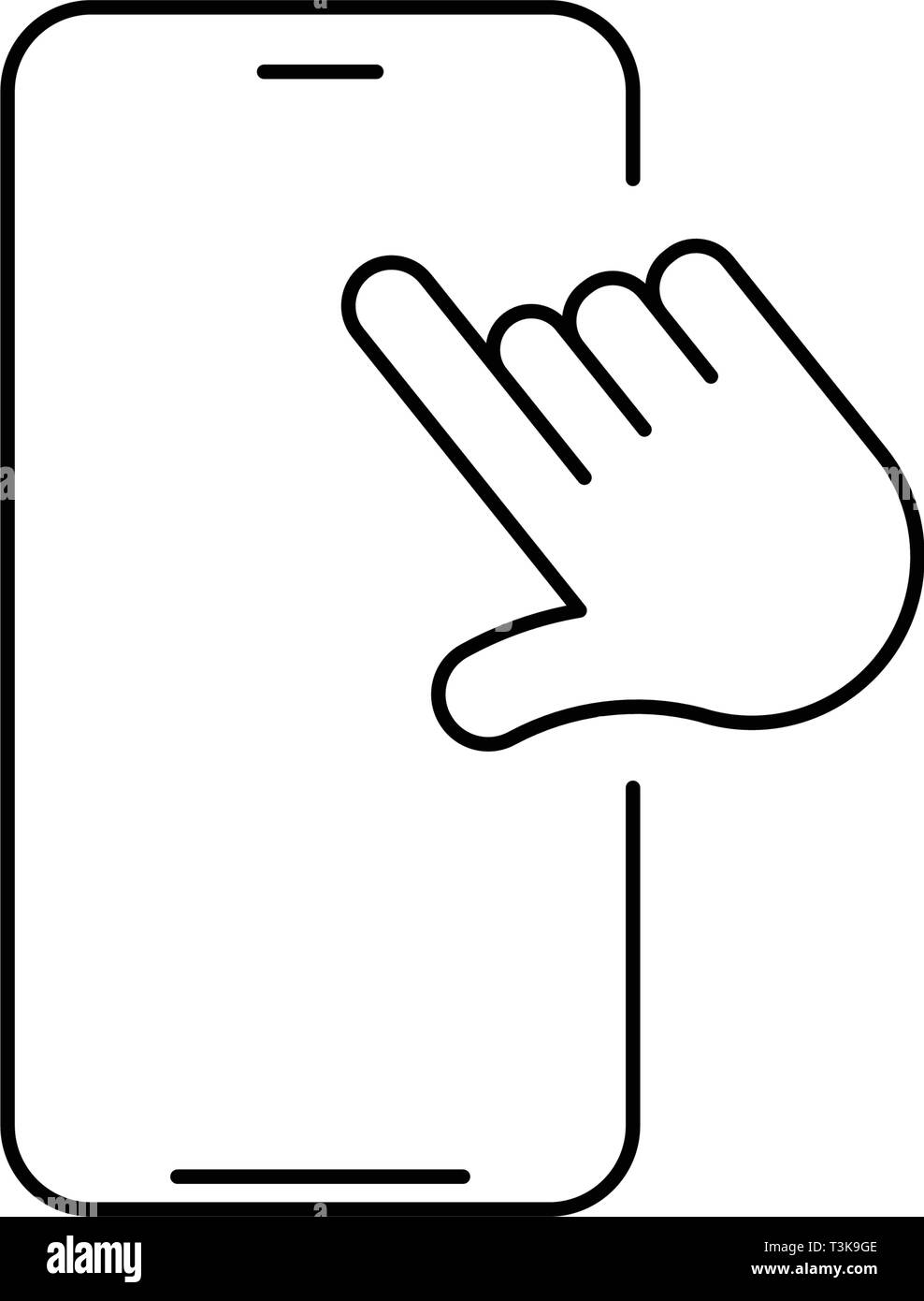 Vector linear phone and technology icon with hand tapping on screen ...