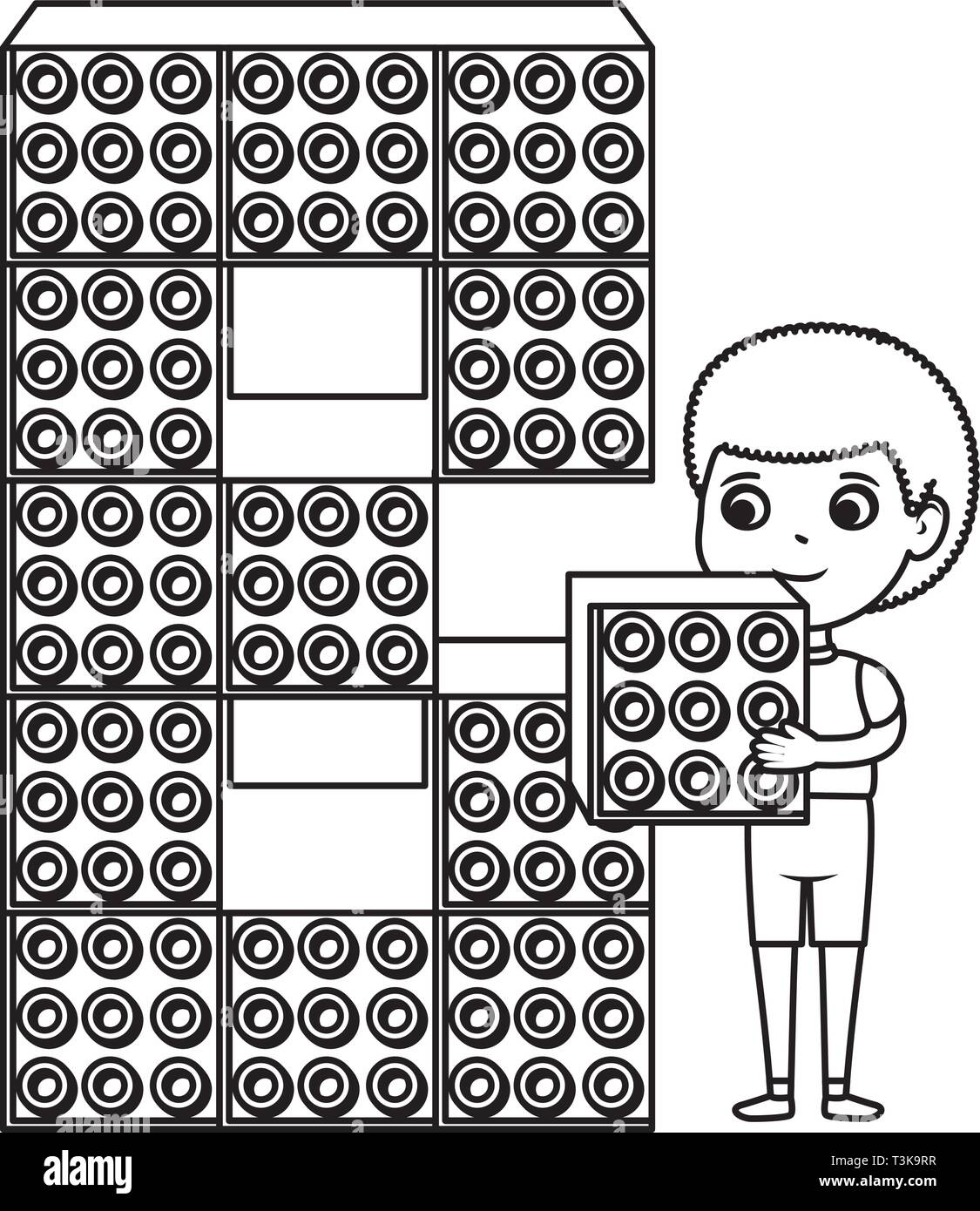 little boy with number eight and toy pieces Stock Vector Image & Art ...