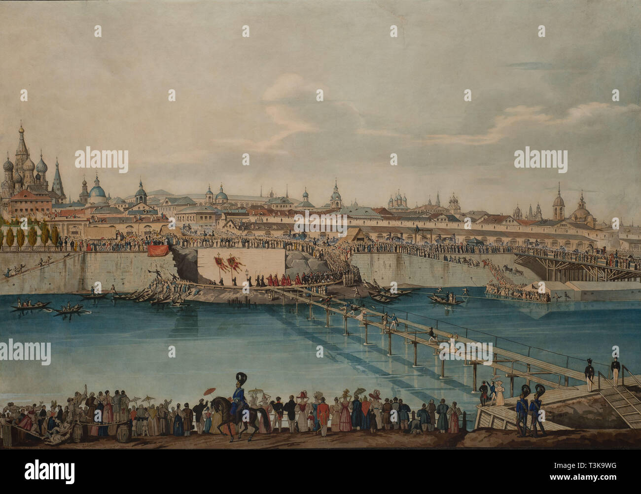 Cornerstone Laying Ceremony for the Moskvoretsky Bridge in Moscow, 1830 ...