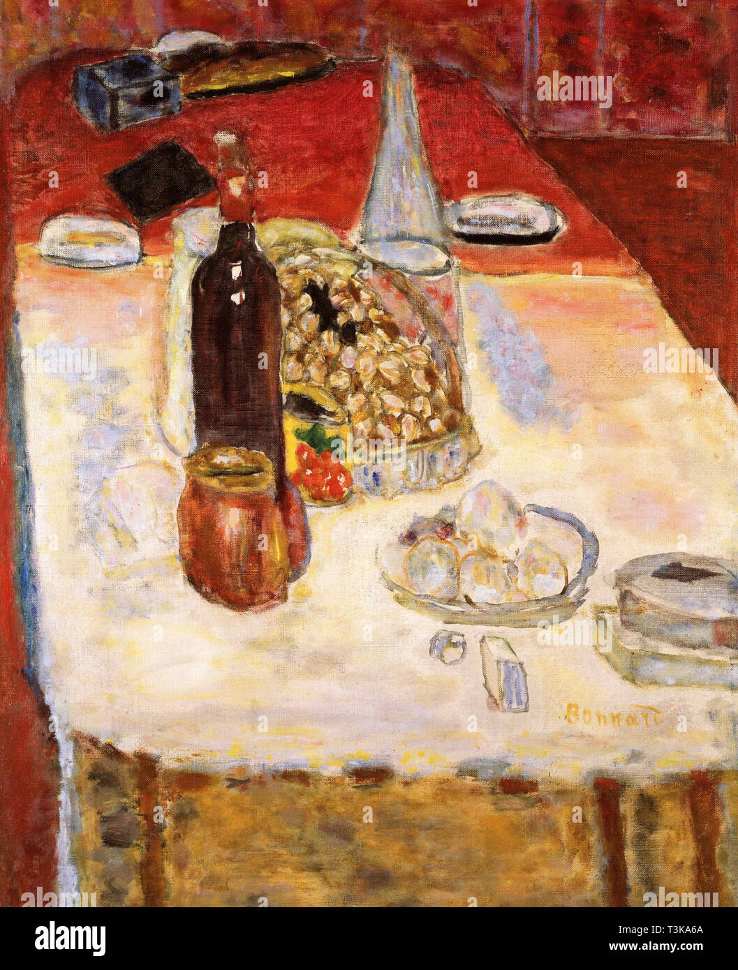 Still Life with Bottle of Red Wine , 1942. Creator: Bonnard, Pierre ...
