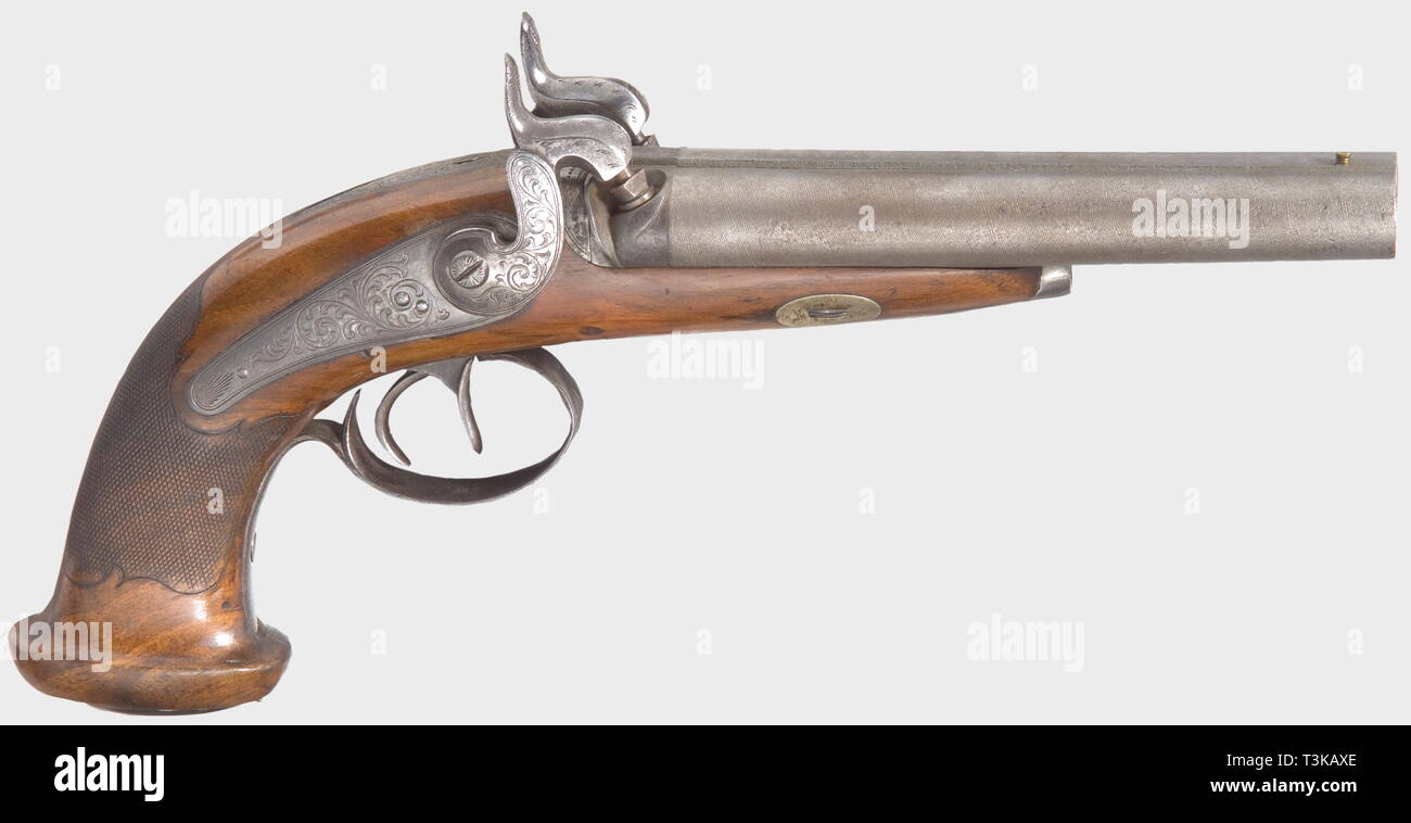 Small arms, pistols, caplock pistol, caliber 13 mm, Liege, Belgium ...