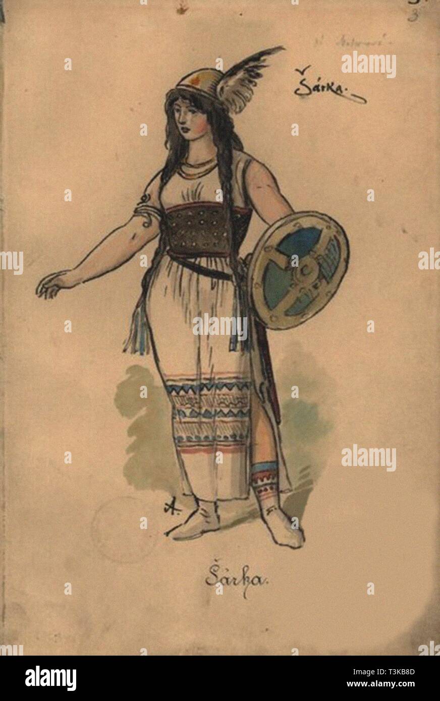 Sarka. Costume design for the opera Sarka by Zdenek Fibich, 1897 ...