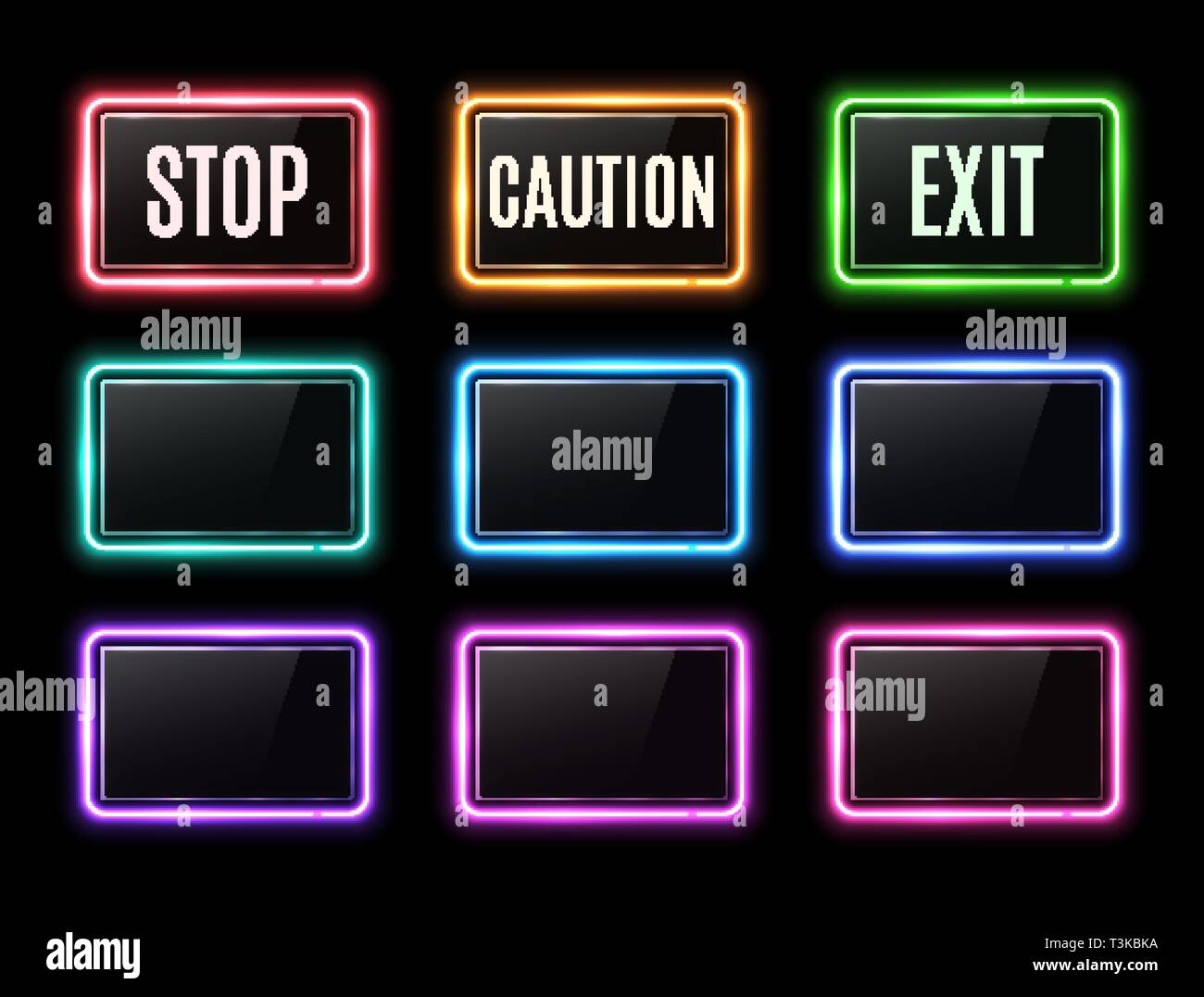 Stop, caution, exit signs. Color rectangle frames Stock Vector Image ...
