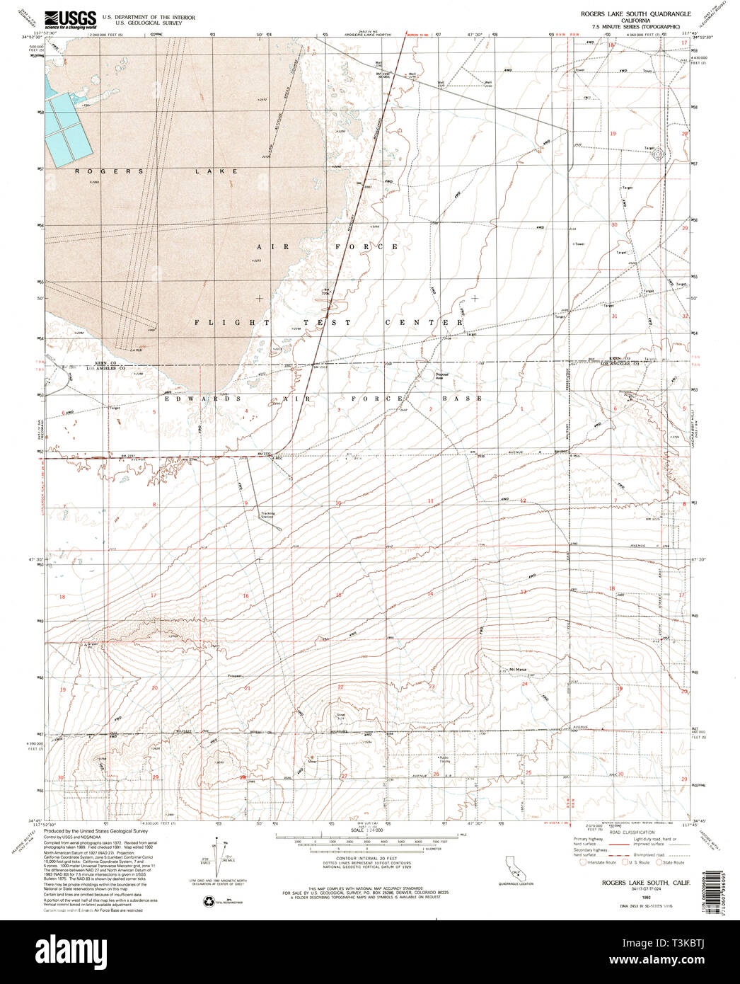 USGS TOPO Map California CA Rogers Lake South 101924 1992 24000 ...