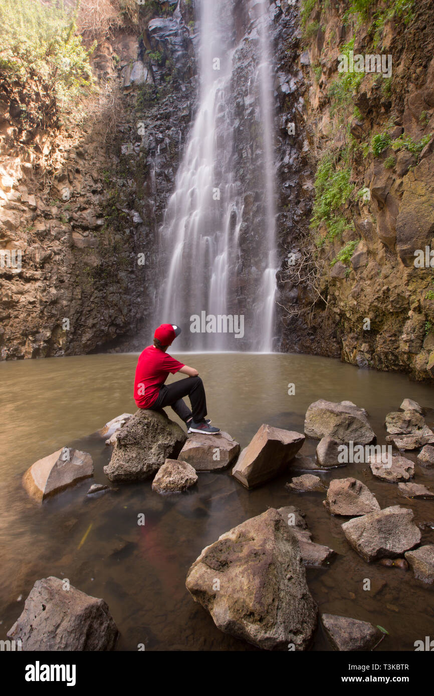 Nahal Gilbon, Gilbon river and waterfall in the Golan Heights, Israel ...
