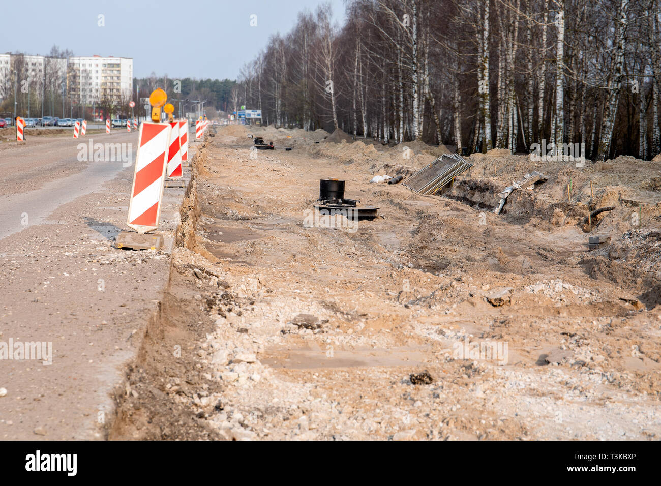 Road construction in the city. Construction site Stock Photo - Alamy
