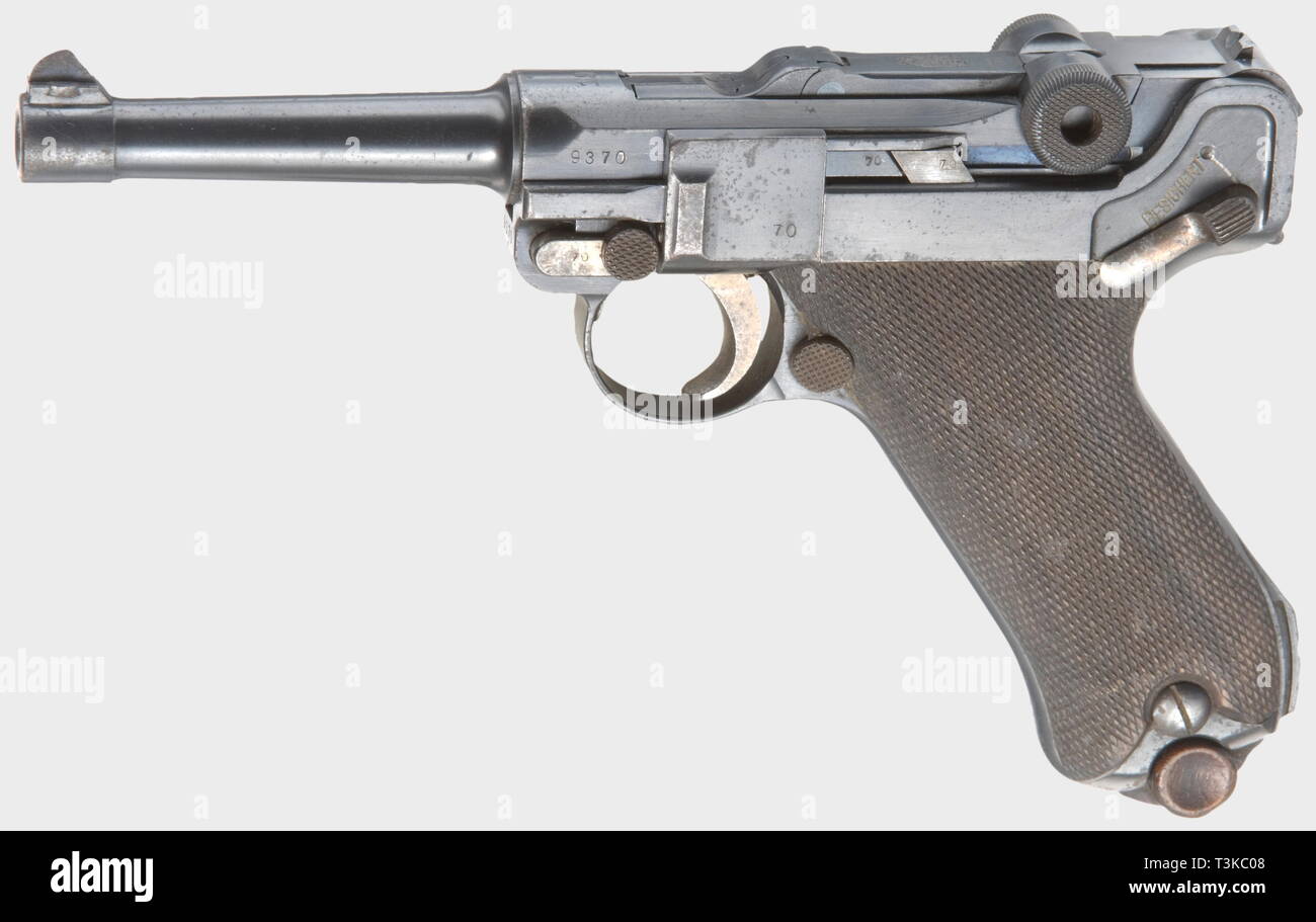 Small arms, pistols, Luger Pistol 08 Parabellum, caliber 9 mm ...