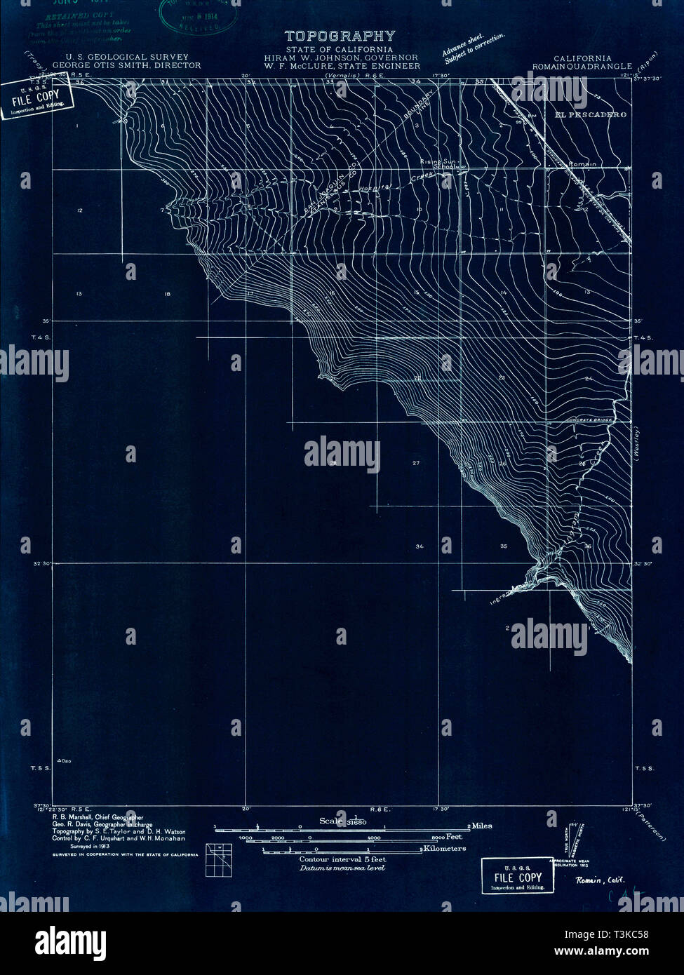 USGS TOPO Map California CA Romain 296476 1913 31680 Inverted ...