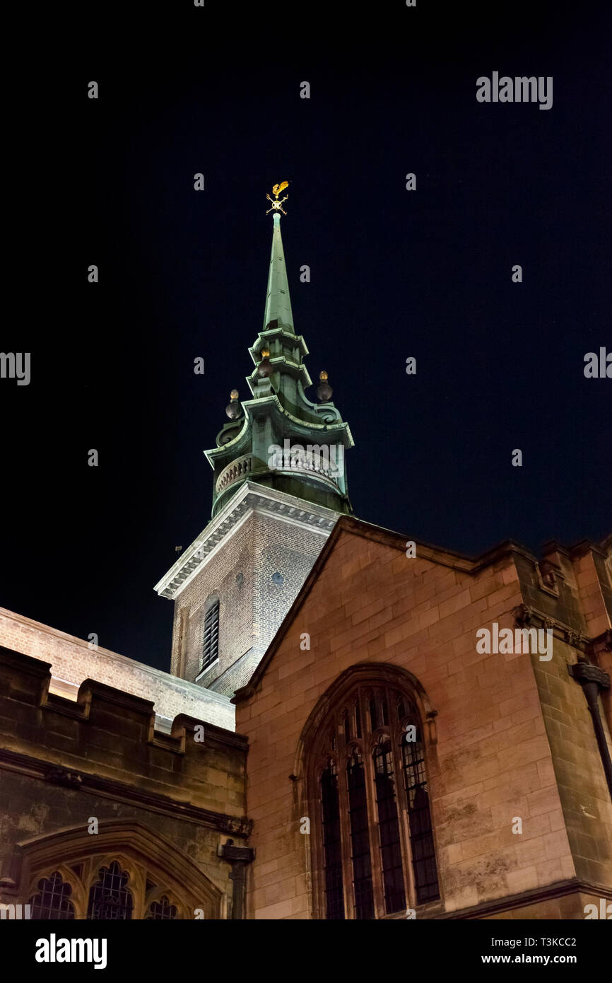All Hallows by the Tower, at night Stock Photo - Alamy