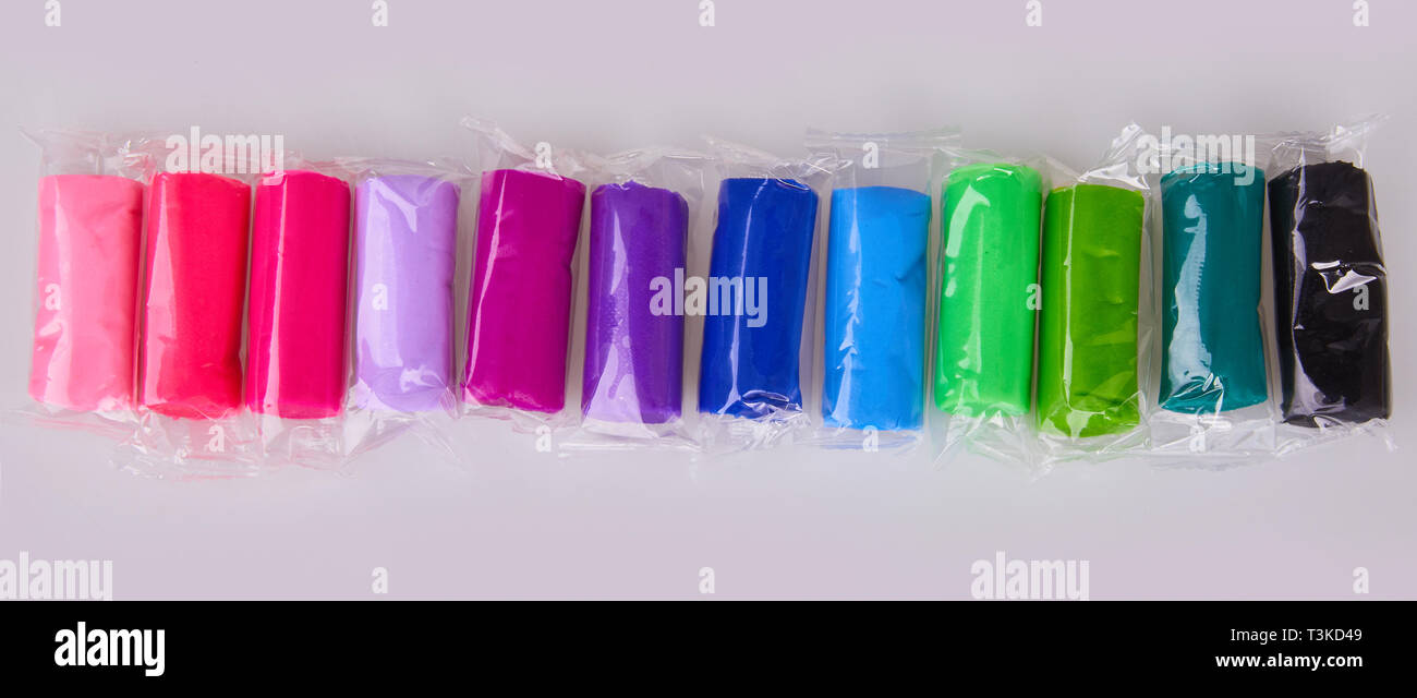 Set of colorful plasticine isolated on a white background. Plasticine ...