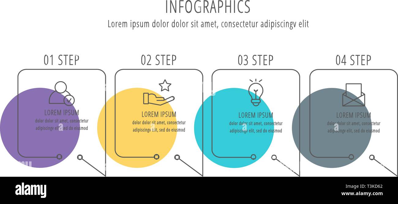 Modern vector flat illustration. Infographic circles template with four ...