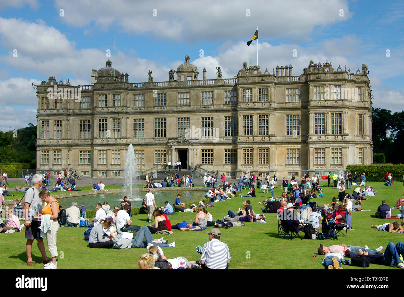 Longleat House stately home with crowds of people during Red Bull Air ...
