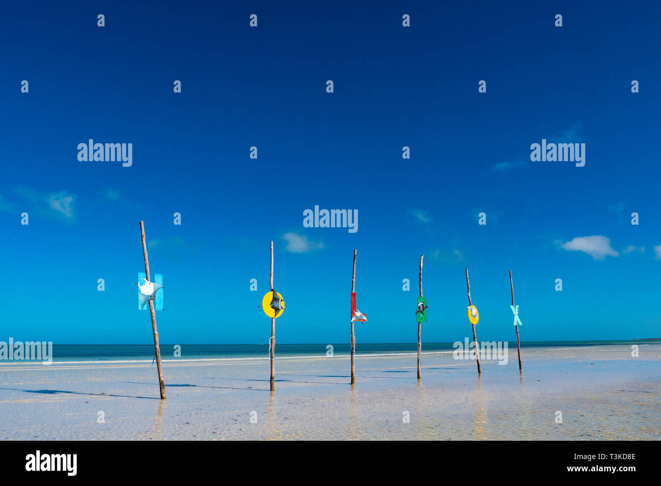 Holbox Island pier palapa sunset beach in Mexico Quintana roo, sea ...