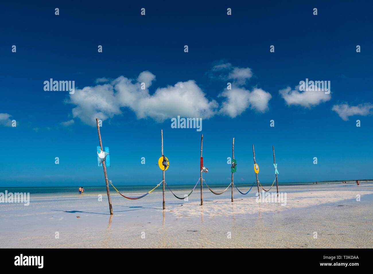 Holbox Island pier palapa sunset beach in Mexico Quintana roo, sea ...