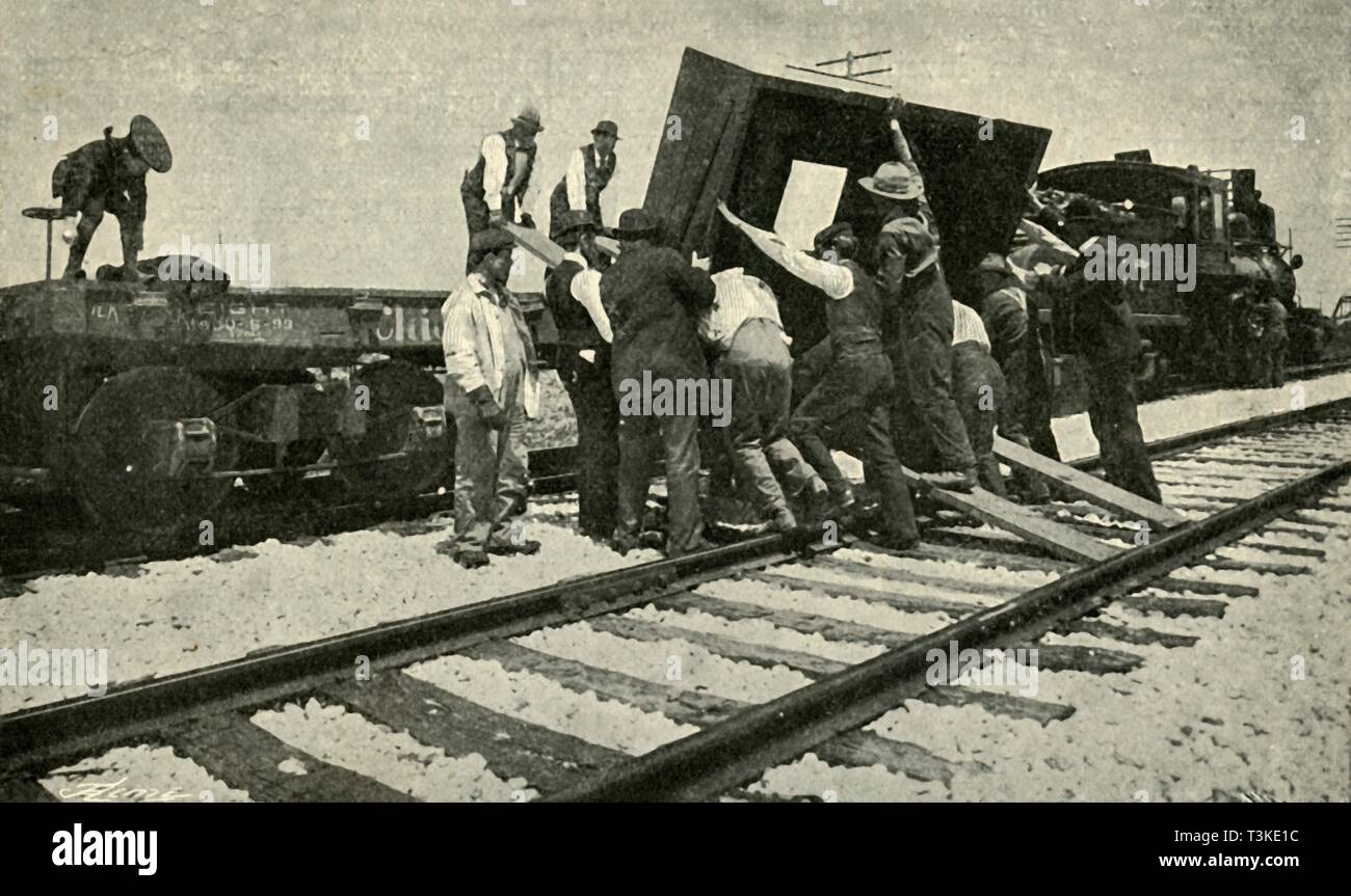 'A Special Goods Train Takes It On The Rails', 1901. Creator: Unknown ...