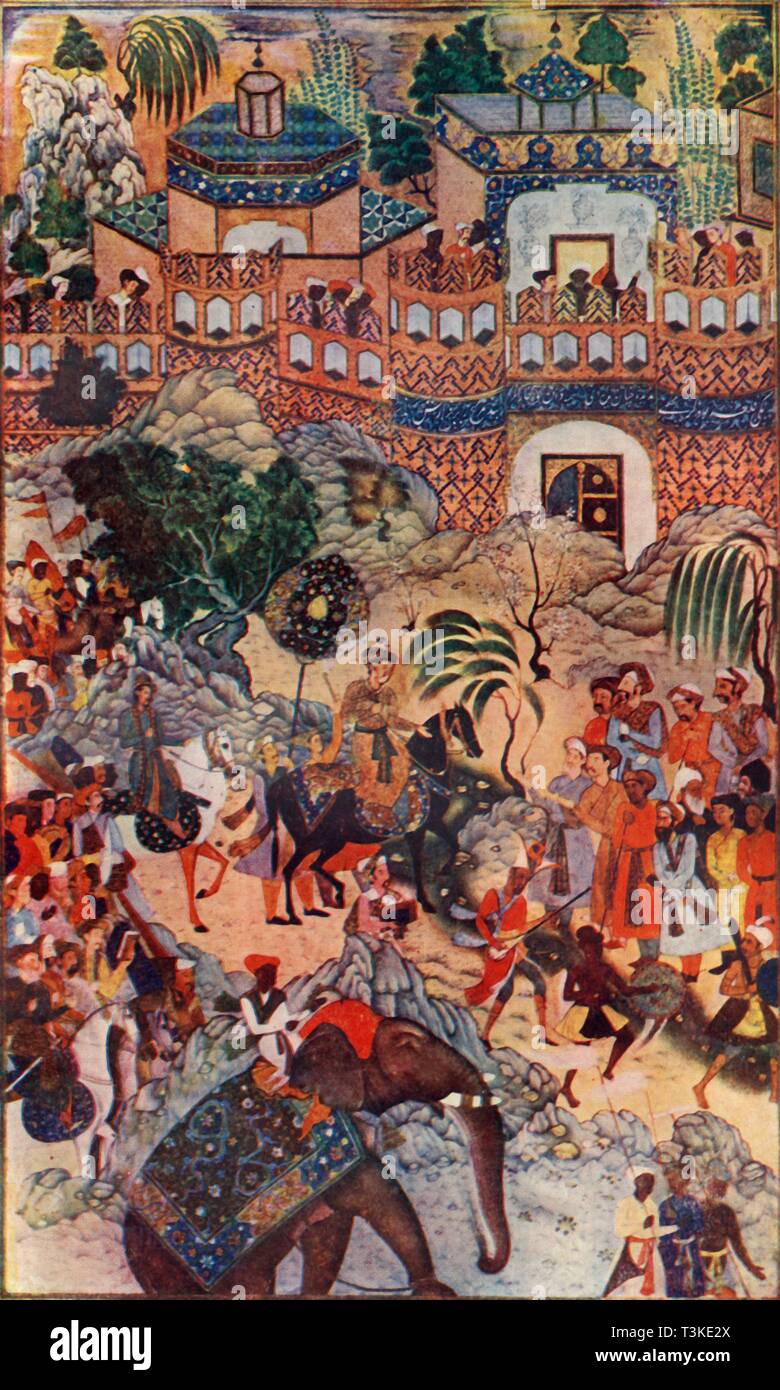 'The Great Emperor Akbar Enters His City in State', 1572, (1590-1595 ...