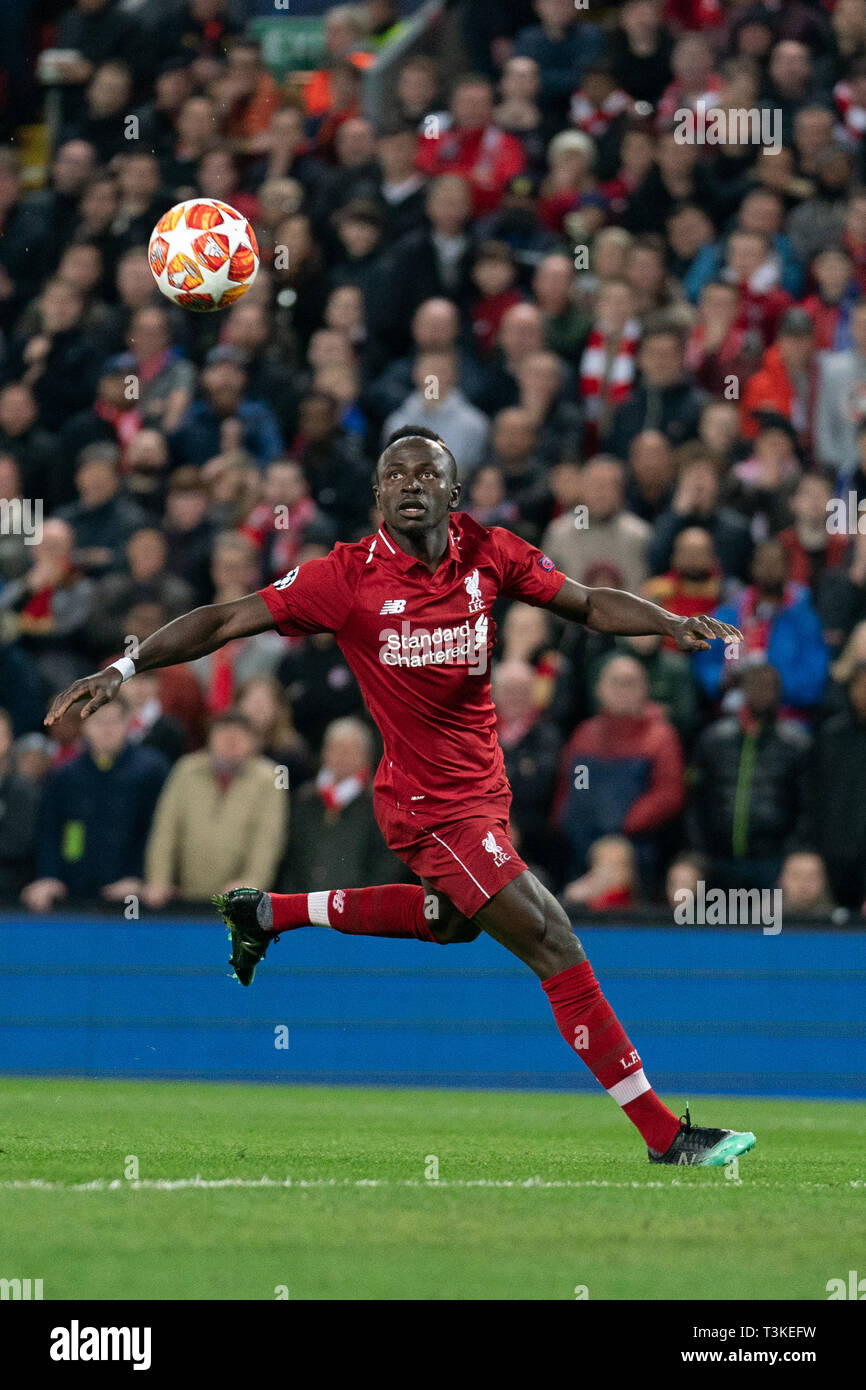 Liverpool's Sadio Mane has his goal disallowed 9th April 2019 , Anfield ...