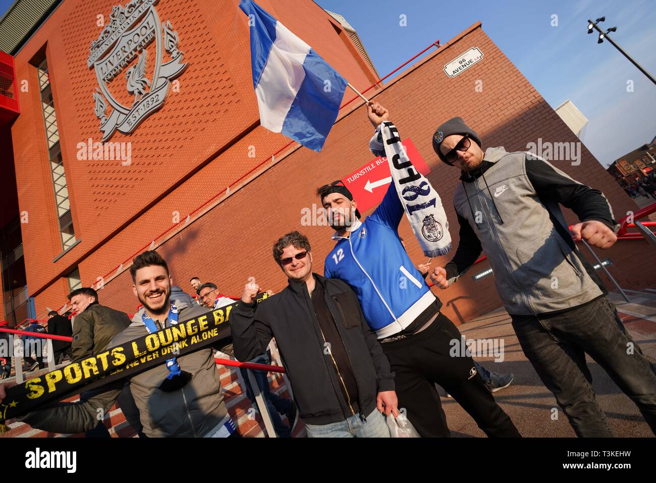 A general view of Anfield, with fans arriving for the match 9th April ...