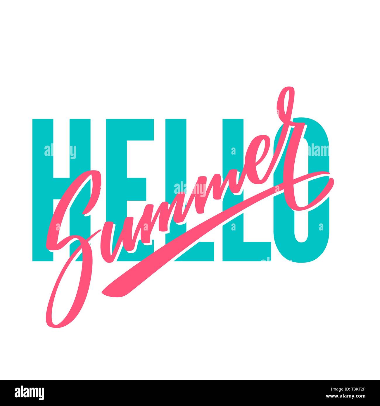 Hello summer bright hand writing, lettering, calligraphy, typography ...